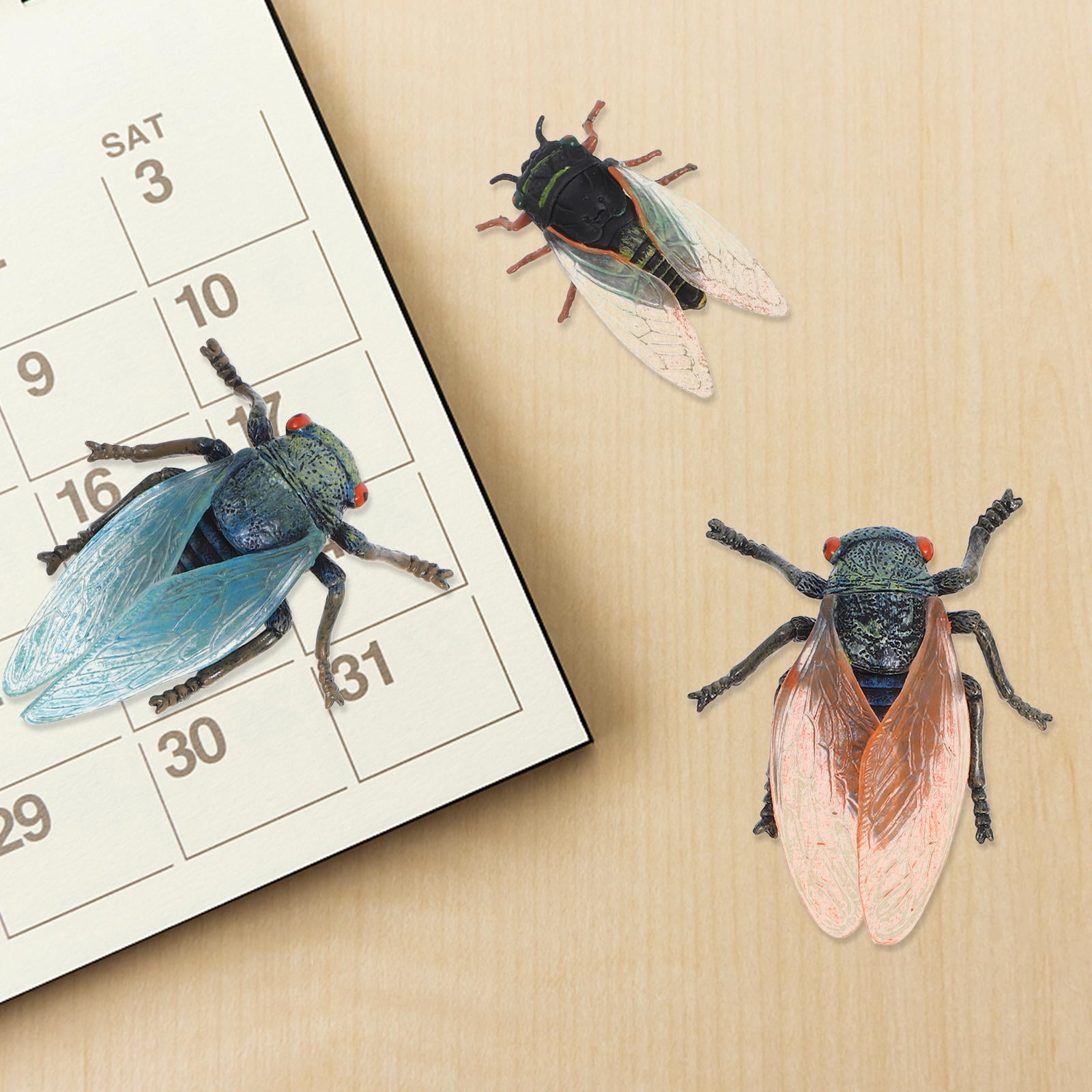 HOMEMAXS 3pcs Fake Insect Model Cognitive Toy Cicada Model Fake Cicadas ...