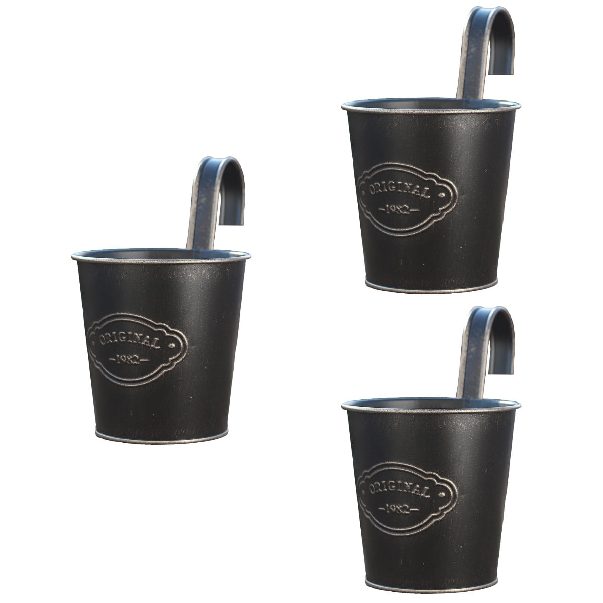 HOMEMAXS 3pcs Flower Hanging Bucket Unique Plant Bucket Iron Gardening ...