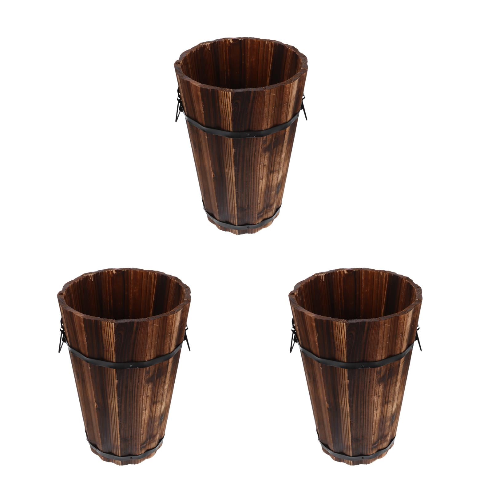 3pcs Kitchen Waste Bins Room Trash Bin Living Room Trash Can Wooden ...