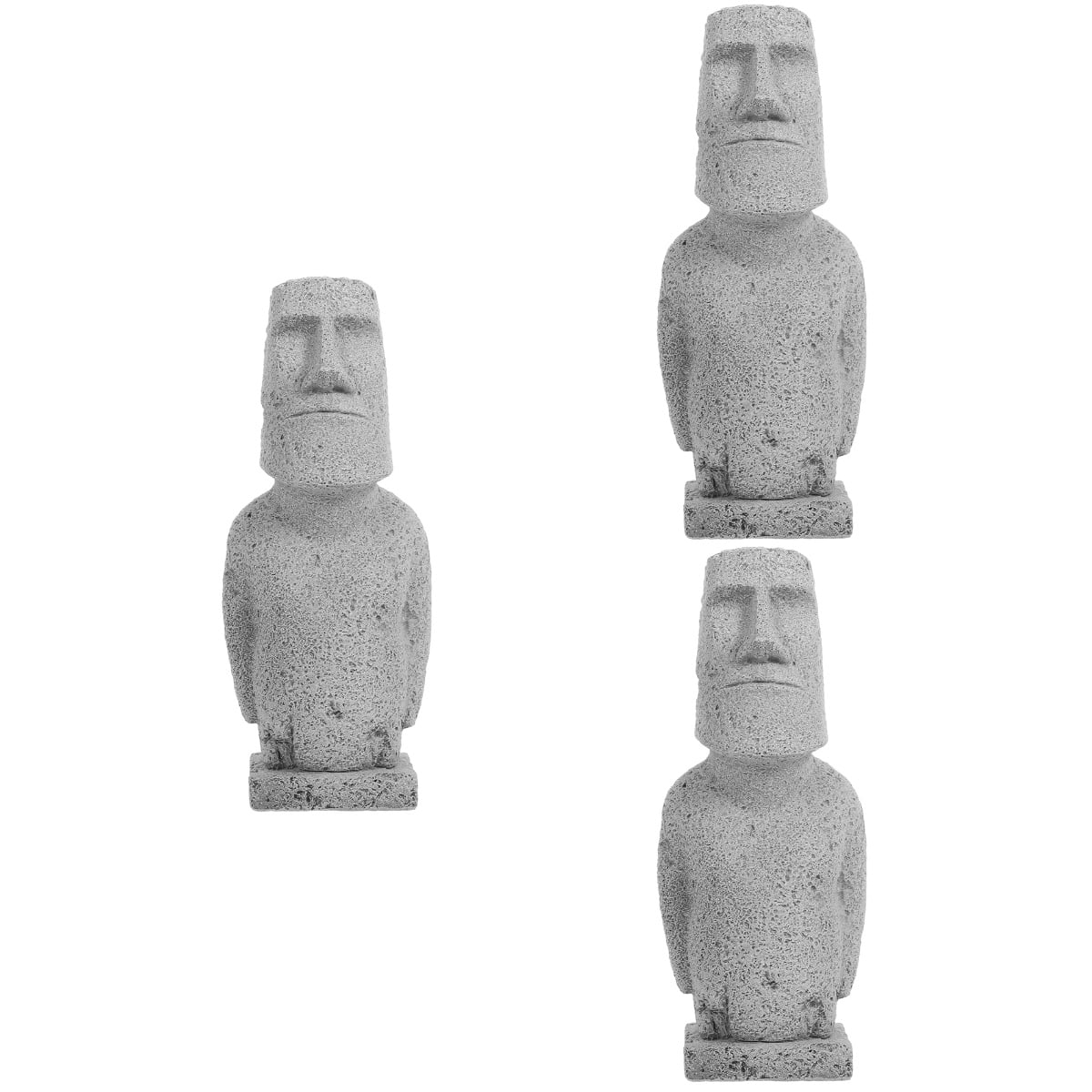 3pcs Lifelike Moai Figurine Fish Tank Aquarium Easter Island Figurine ...
