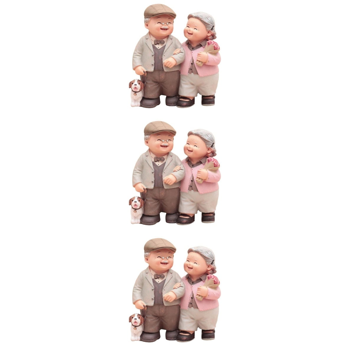 HOMEMAXS 3pcs Loving Elderly Couple Figurines Valentines Day Resin ...