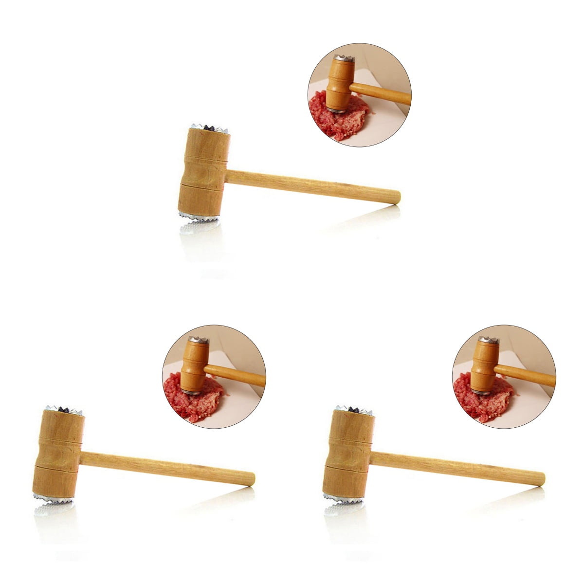 HOMEMAXS 3pcs Meat Tenderizer Hammer Pounder Double Sided Mallet Tool ...