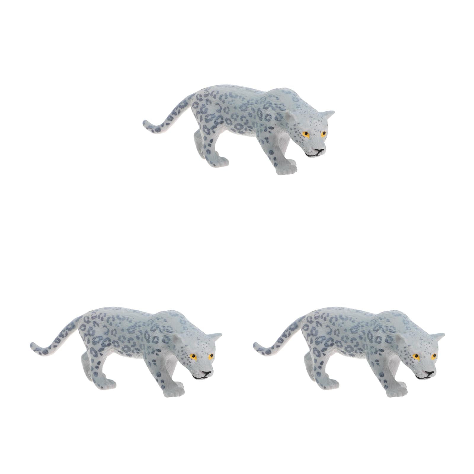 HOMEMAXS 3pcs Mini Animal Decoration Snow Leopard Model for Home Office ...