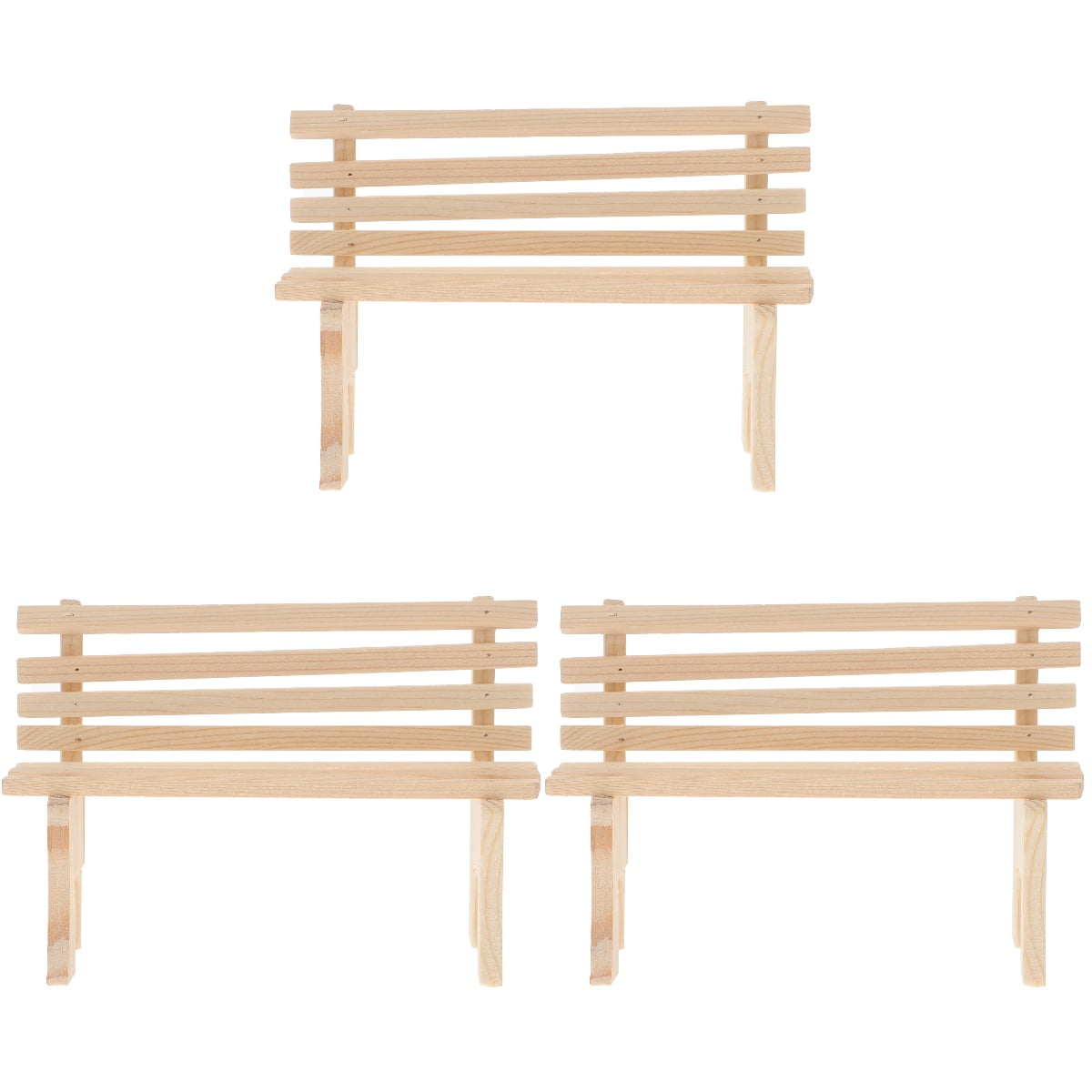 HOMEMAXS 3pcs Miniature Bench Model Furniture Wooden Garden Village Patio Park Bench for Home ...