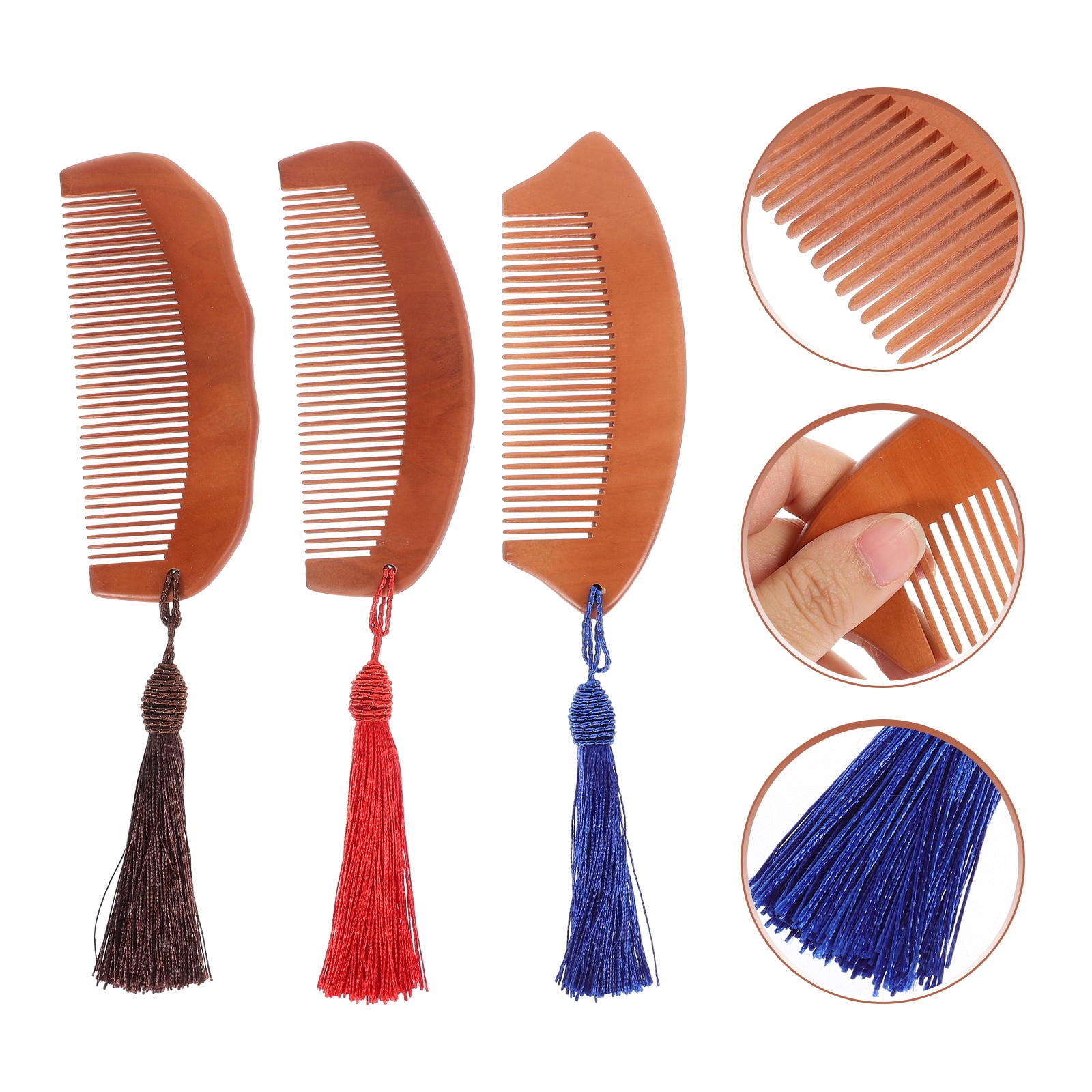 HOMEMAXS 3pcs Peach Wood Combs Portable Fine Tooth Combs for Various ...