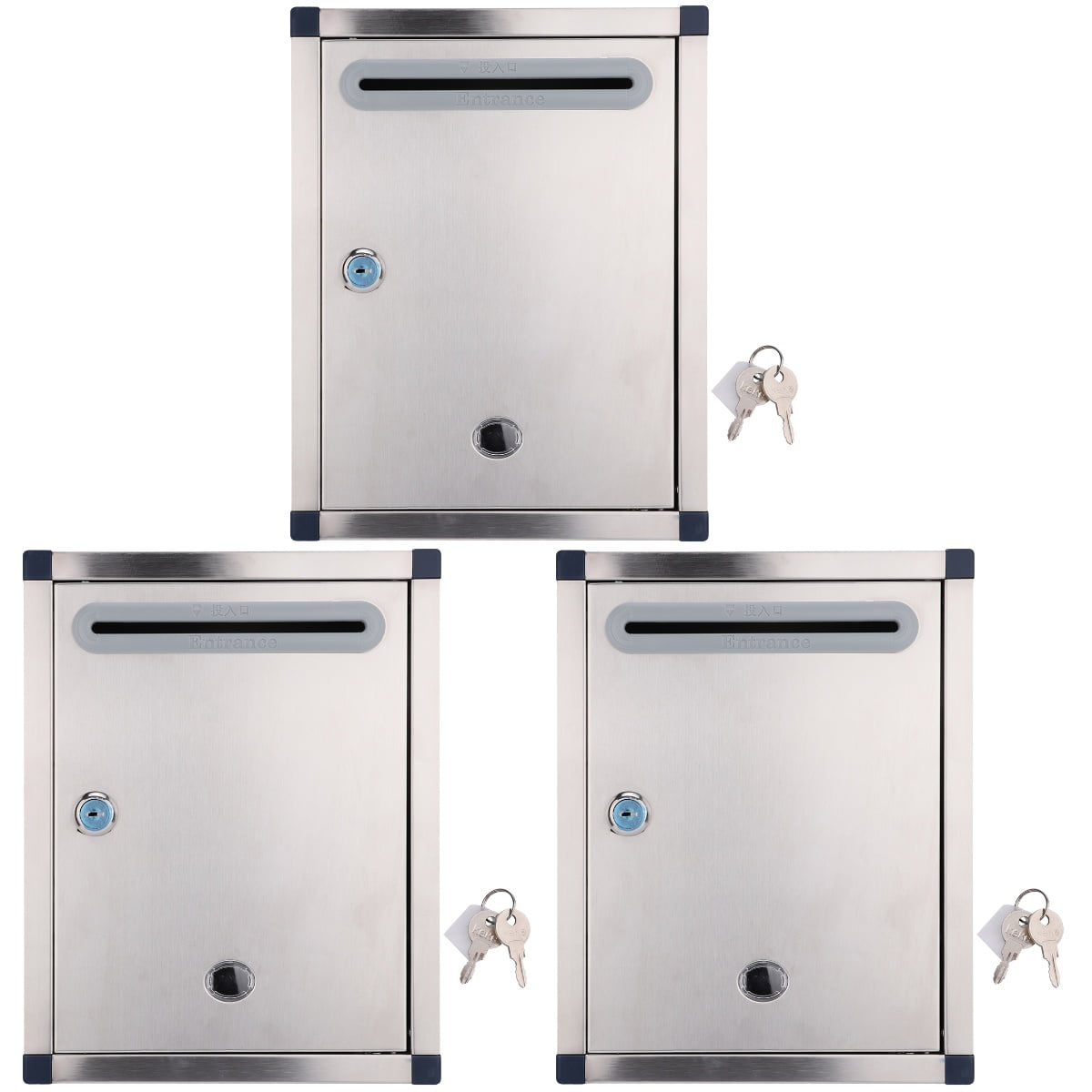 HOMEMAXS 3pcs Stainless Steel Mailbox Wall Mounted Mailboxes Letter Box ...