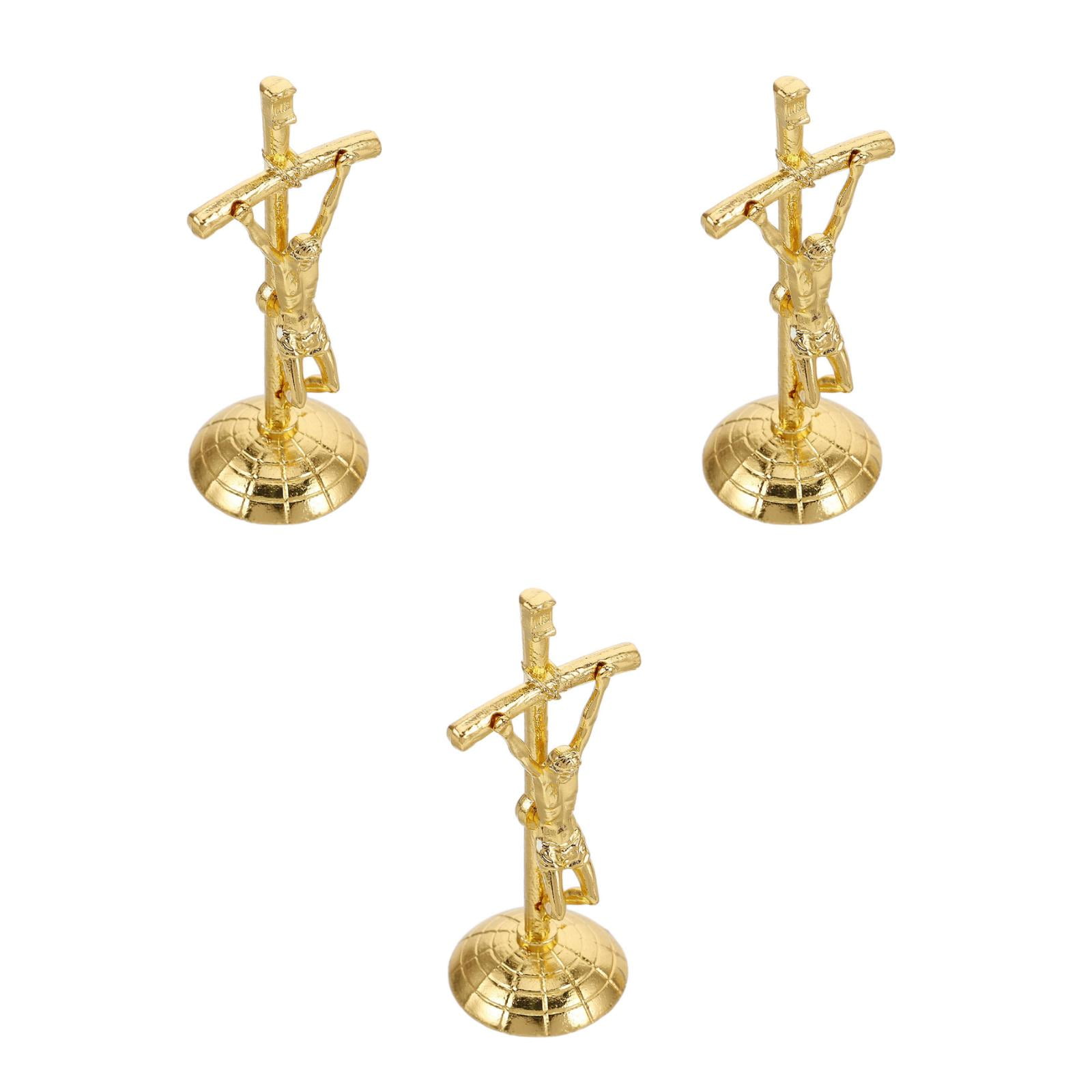 HOMEMAXS 3pcs Standing Crucifix With Jesus Statue Christian Home ...