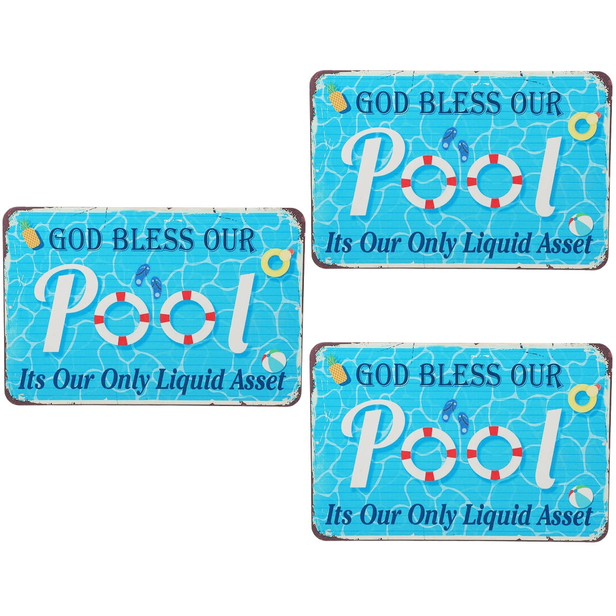 3pcs Swimming Pool Metal Sign Swimming Pool Sign Decoration Poster ...