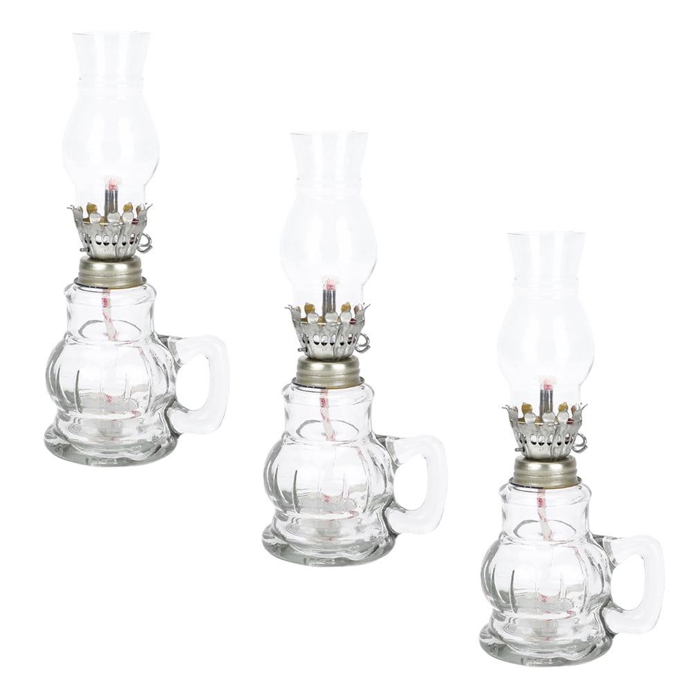 3pcs Vintage Glass Kerosene Lamp Desktop Oil Lamp Multi-function Oil ...