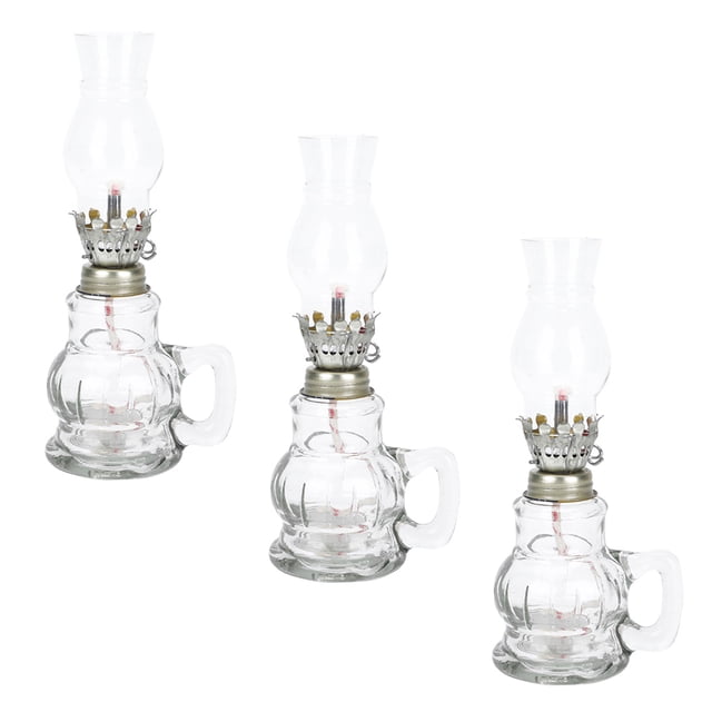 3pcs Vintage Glass Kerosene Lamp Desktop Oil Lamp Multi-function Oil ...
