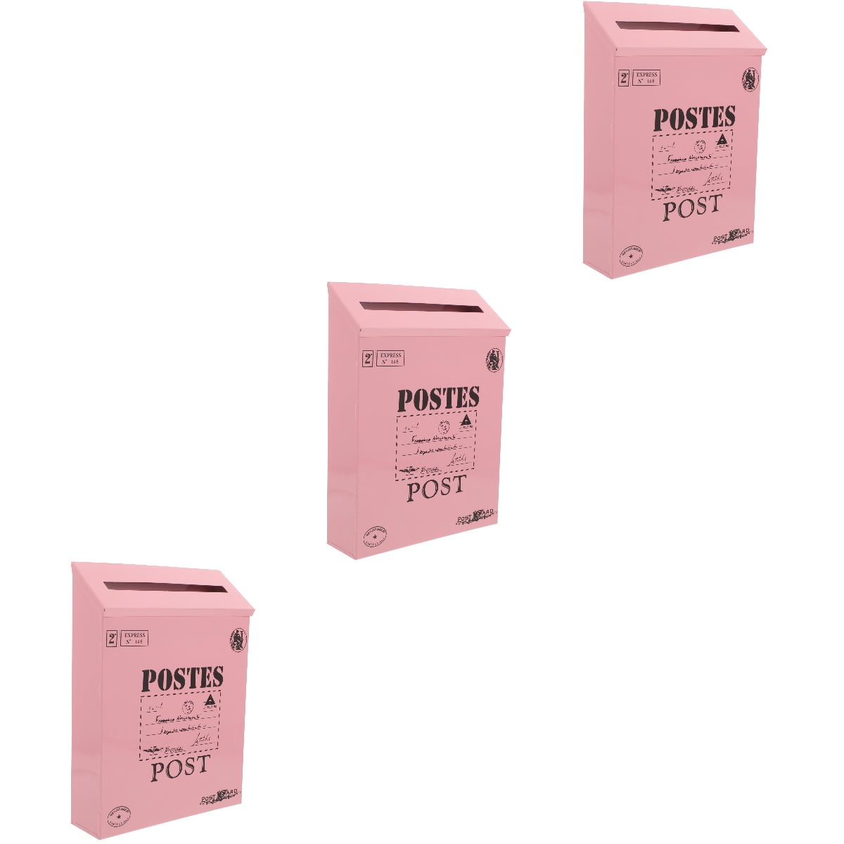 3pcs Wall Mount Mailbox Vintage Iron Post Box Letter Box Suggestion Box ...