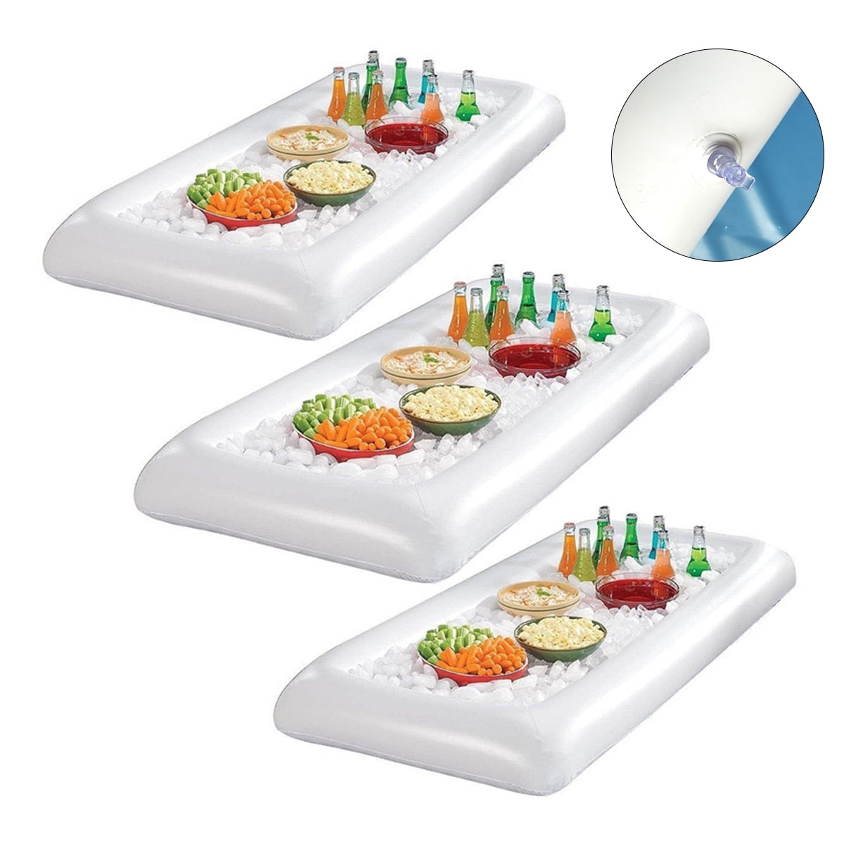 3pcs White Inflatable Dishes Ice Cooler PVC for Summer Parties Camping ...