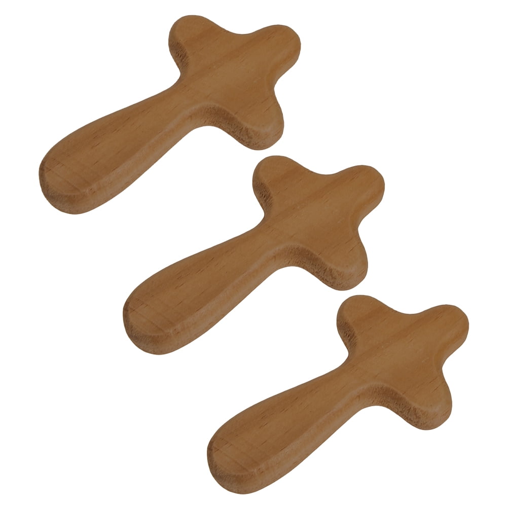 HOMEMAXS 3pcs Wood Handheld Cross Pocket Crosses Religious Gifts Wood ...