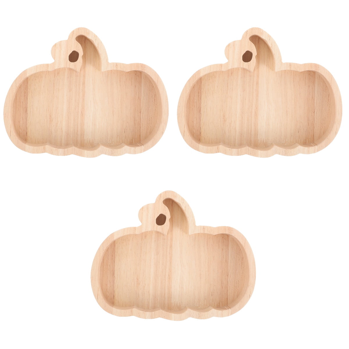 3pcs Wood Tray Wooden Snack Plate Fruit Serving Plate Novelty Shaped ...