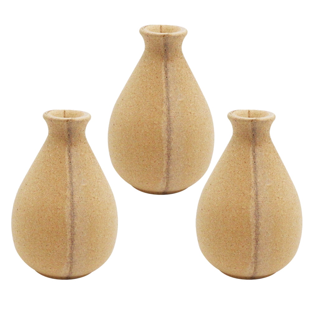 HOMEMAXS 3pcs Wood Vase DIY Painted Clay Vase Retro Vintage Flower Vase ...