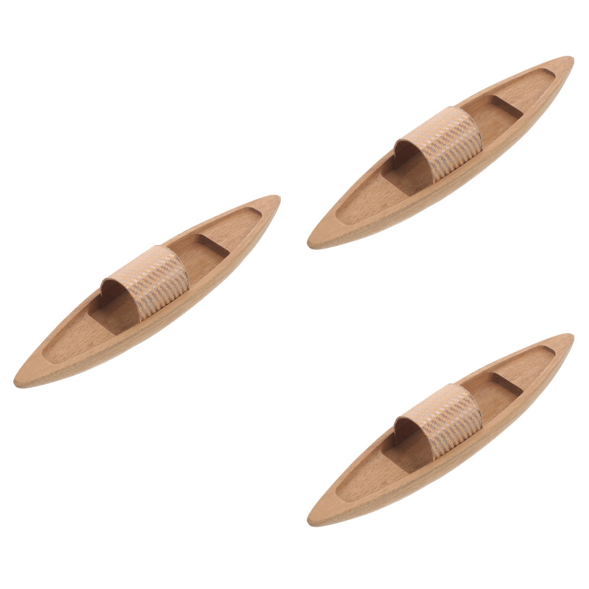 3pcs Wooden Boat Decoration Boat Model Natural Wooden Boat Craft Small ...