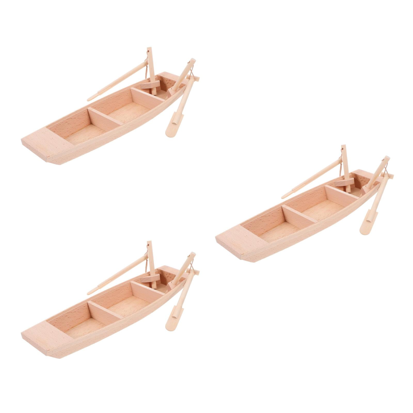 HOMEMAXS 3pcs Wooden Mini Boat Model Small Wooden Fishing Boat Small ...