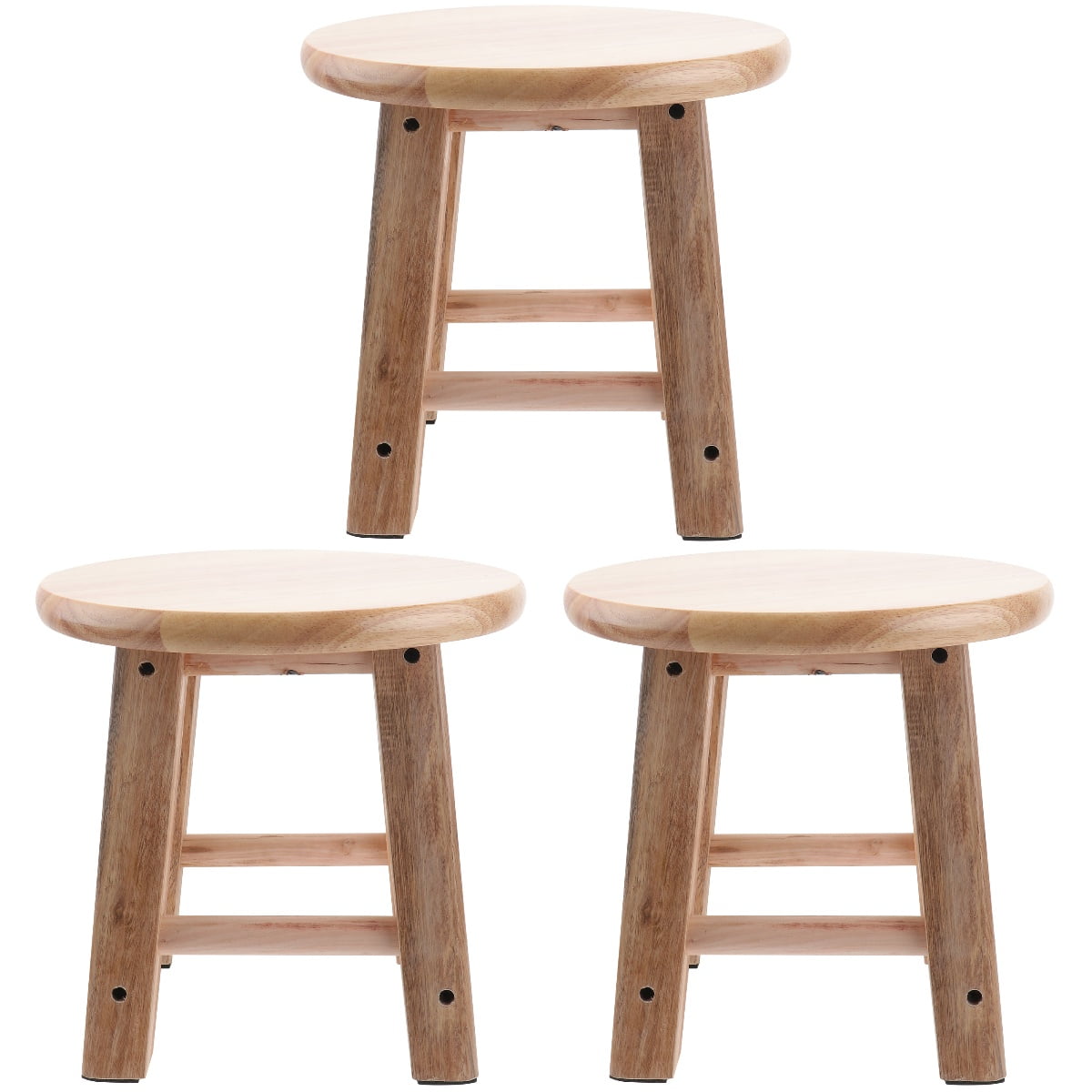 HOMEMAXS 3pcs Wooden rustic wooden stool Stool Round Step Stool Anti ...