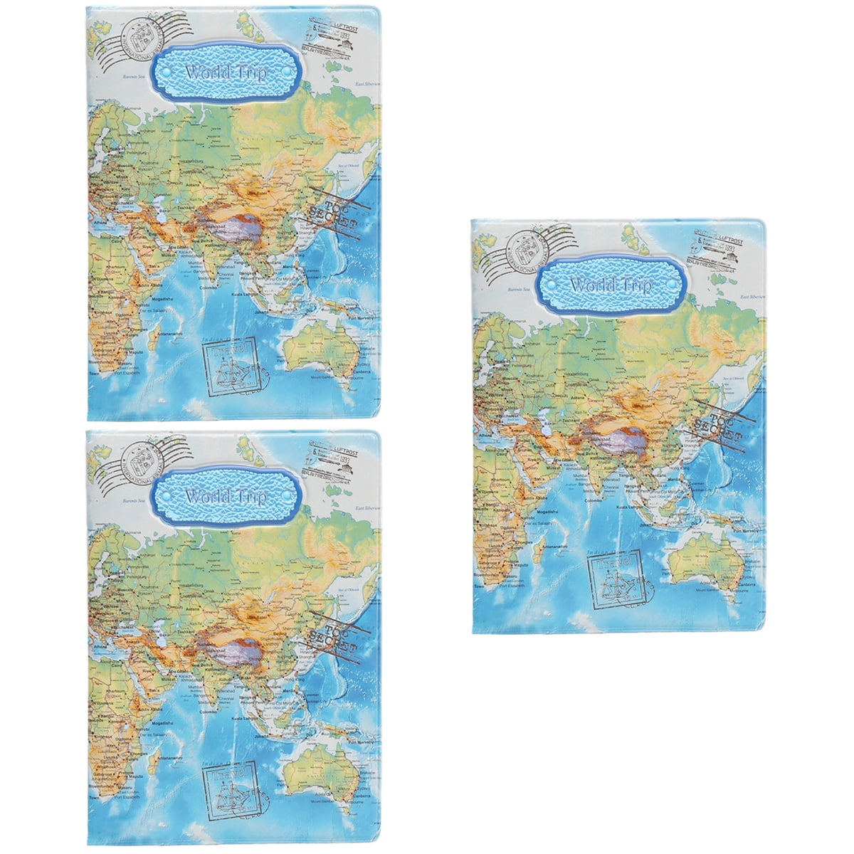 HOMEMAXS 3pcs World Map Style Passport Protective Cover Case for Travel ...
