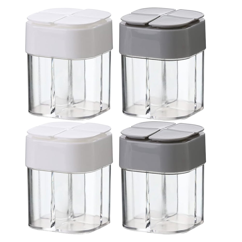 HOMEMAXS 4 in 1 Salt and Pepper Shaker Jar Clear 4 Grids Flip Clear ...