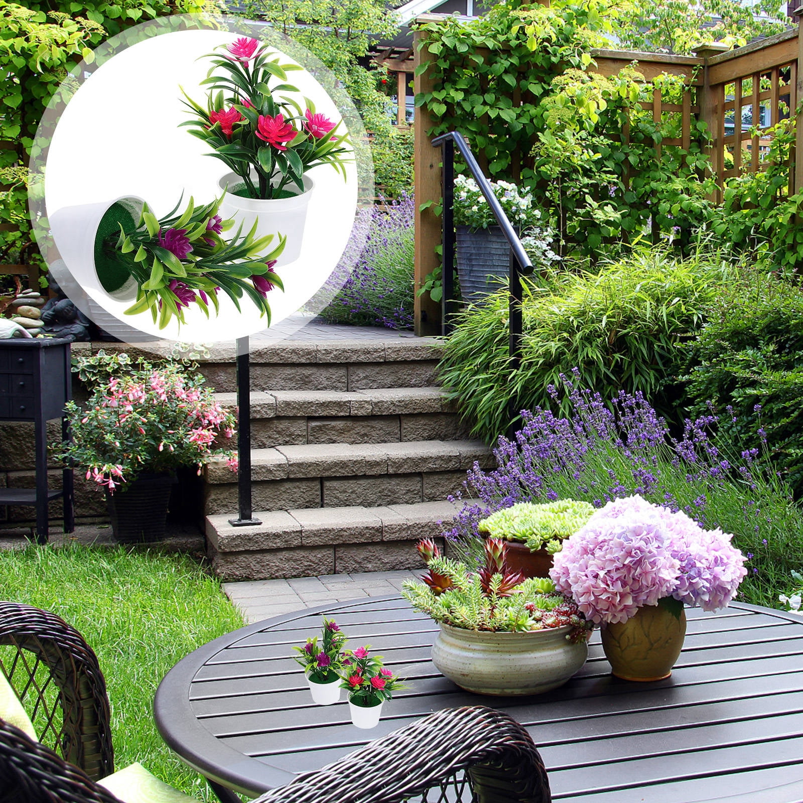 HOMEMAXS 4 Pcs Artificial Potted Plant Figurines Bonsai Plants ...