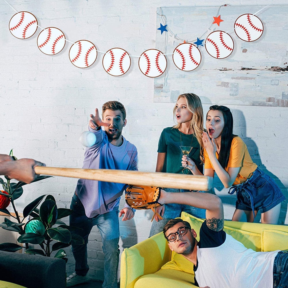 HOMEMAXS 4 Pcs Birthday Decoration Banner Baseball Theme Design Hanging ...