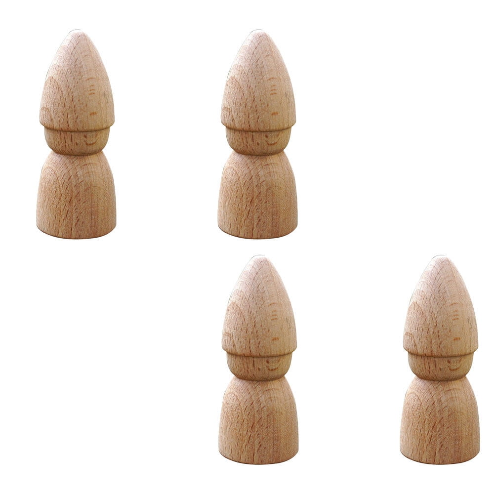 HOMEMAXS 4 Pcs Blank Peg Dolls Puppet Toys Dollhouse Accessories Home ...