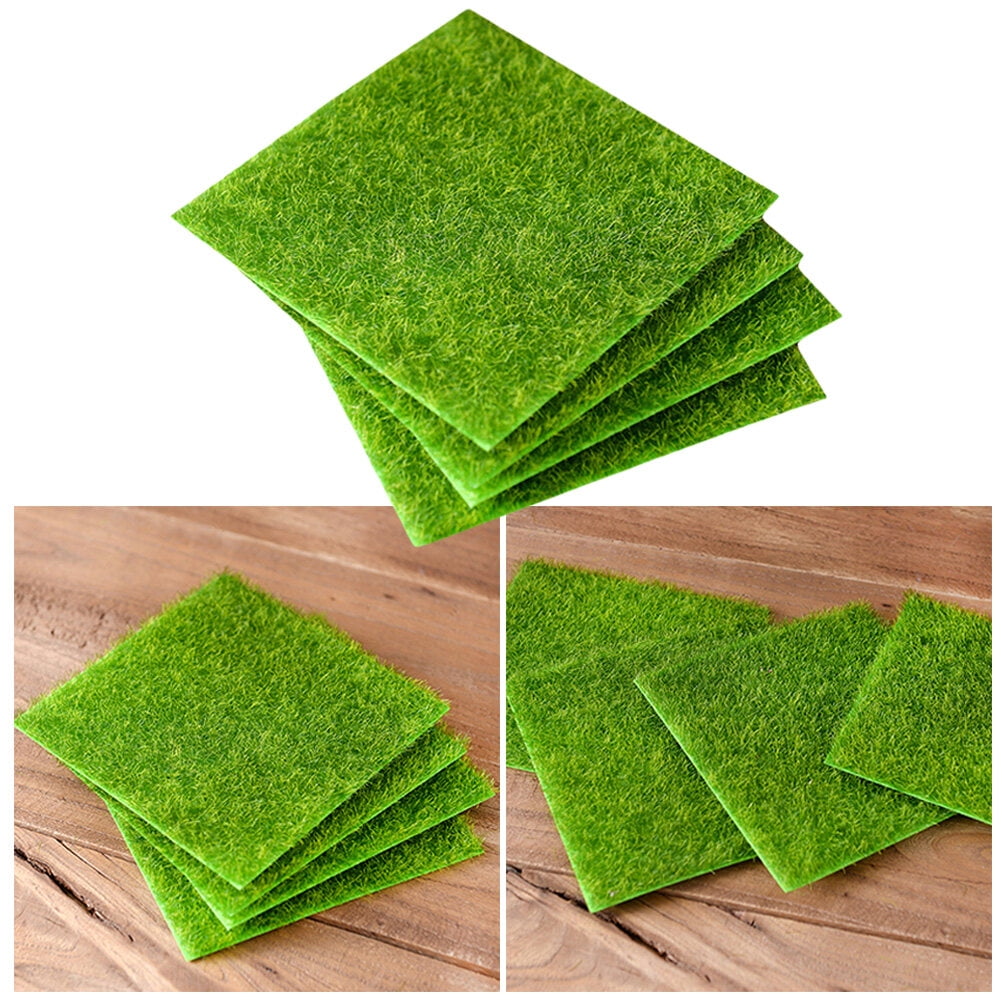 4 Pcs Fake Grass Turf Artificial Lawn Small Decorative Gardening ...