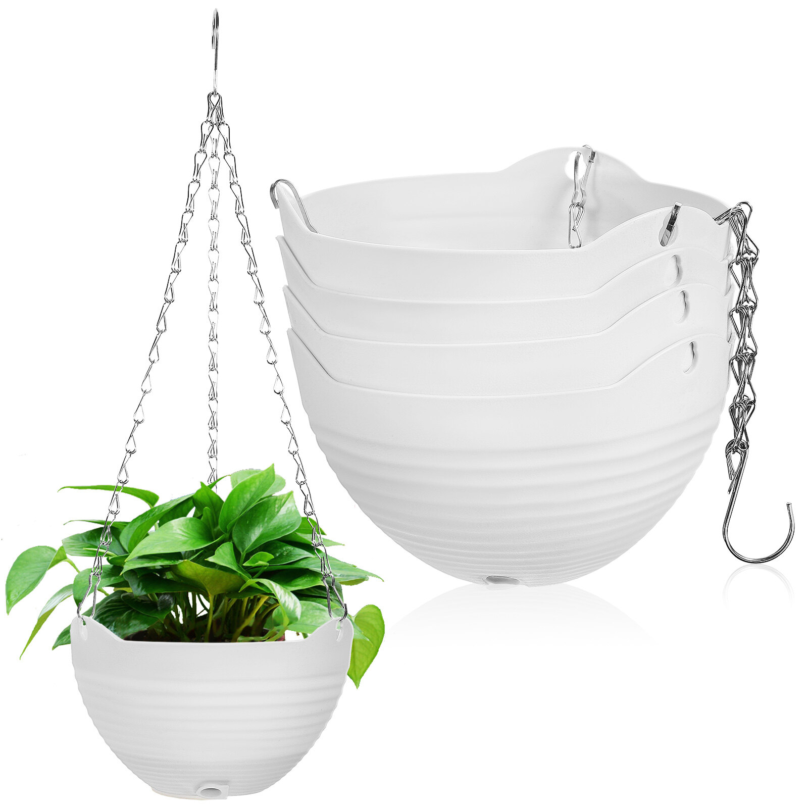 4 Pcs Hanging Planters Hanging Flower Pots Plastic Hanging Plant ...