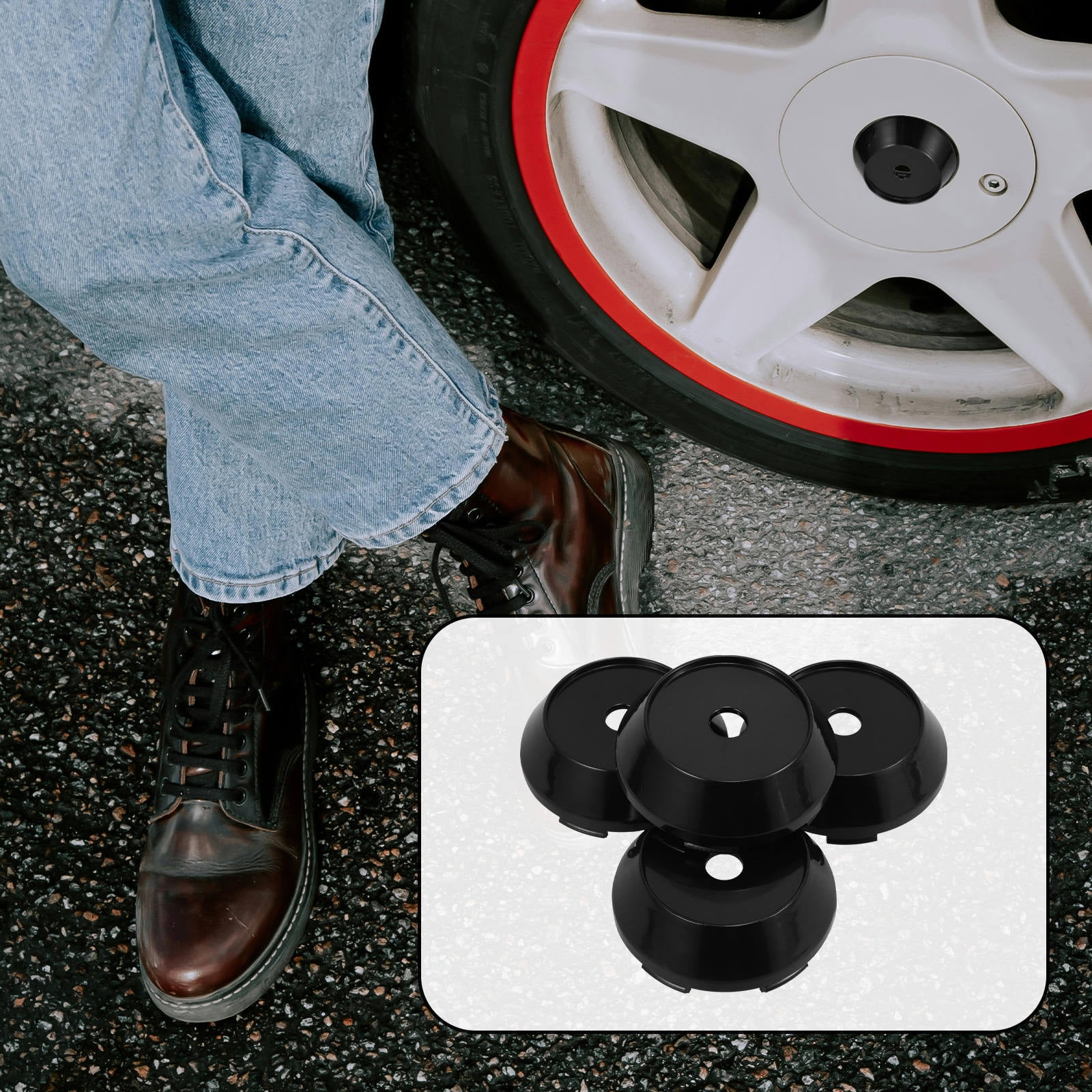 HOMEMAXS 4 Pcs Hub Center Cap Wheels Car Modification Covers Vehicle ...