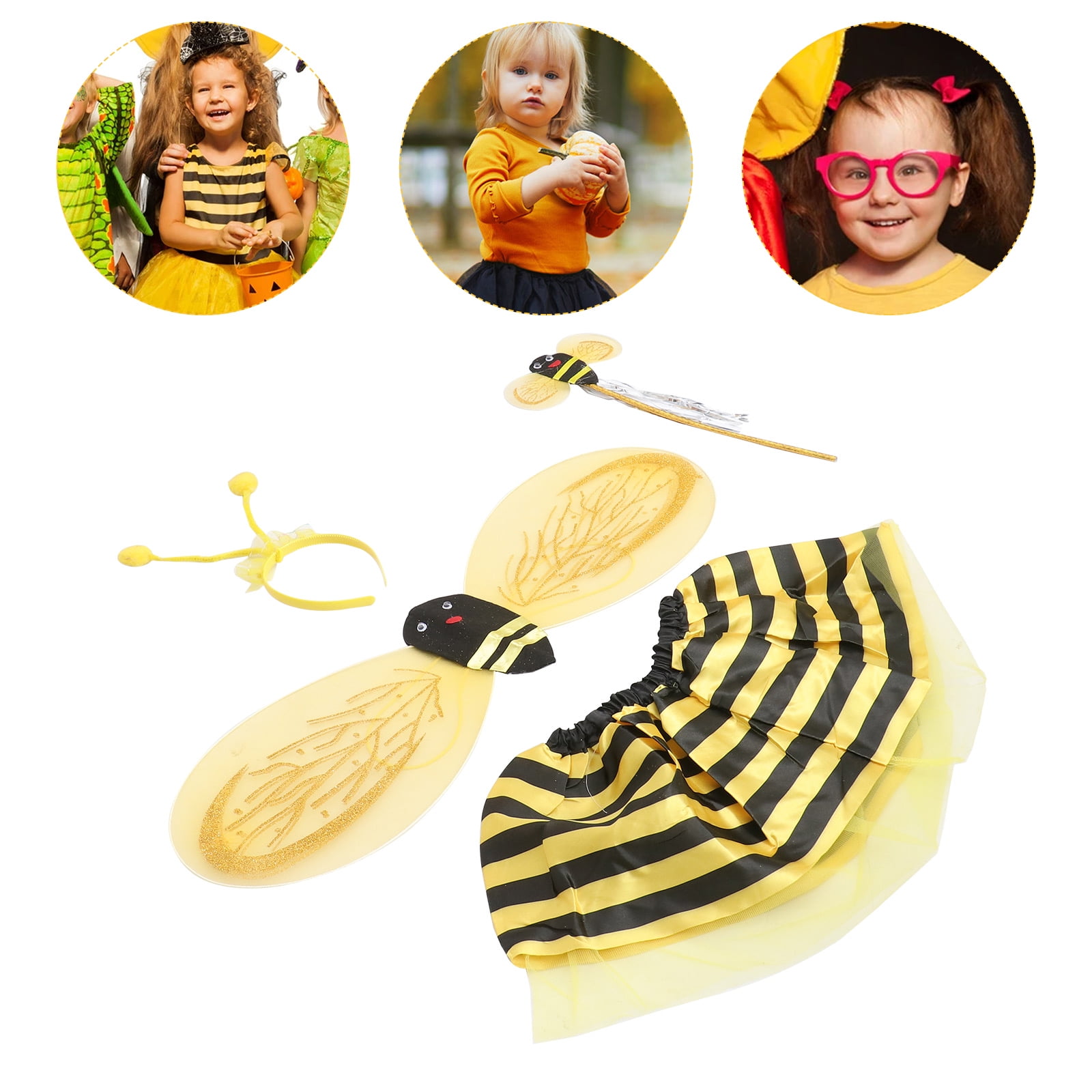 4 Pcs Kids Cosplay Supplies for Halloween Party Bee Wing Skirt Ladybug ...
