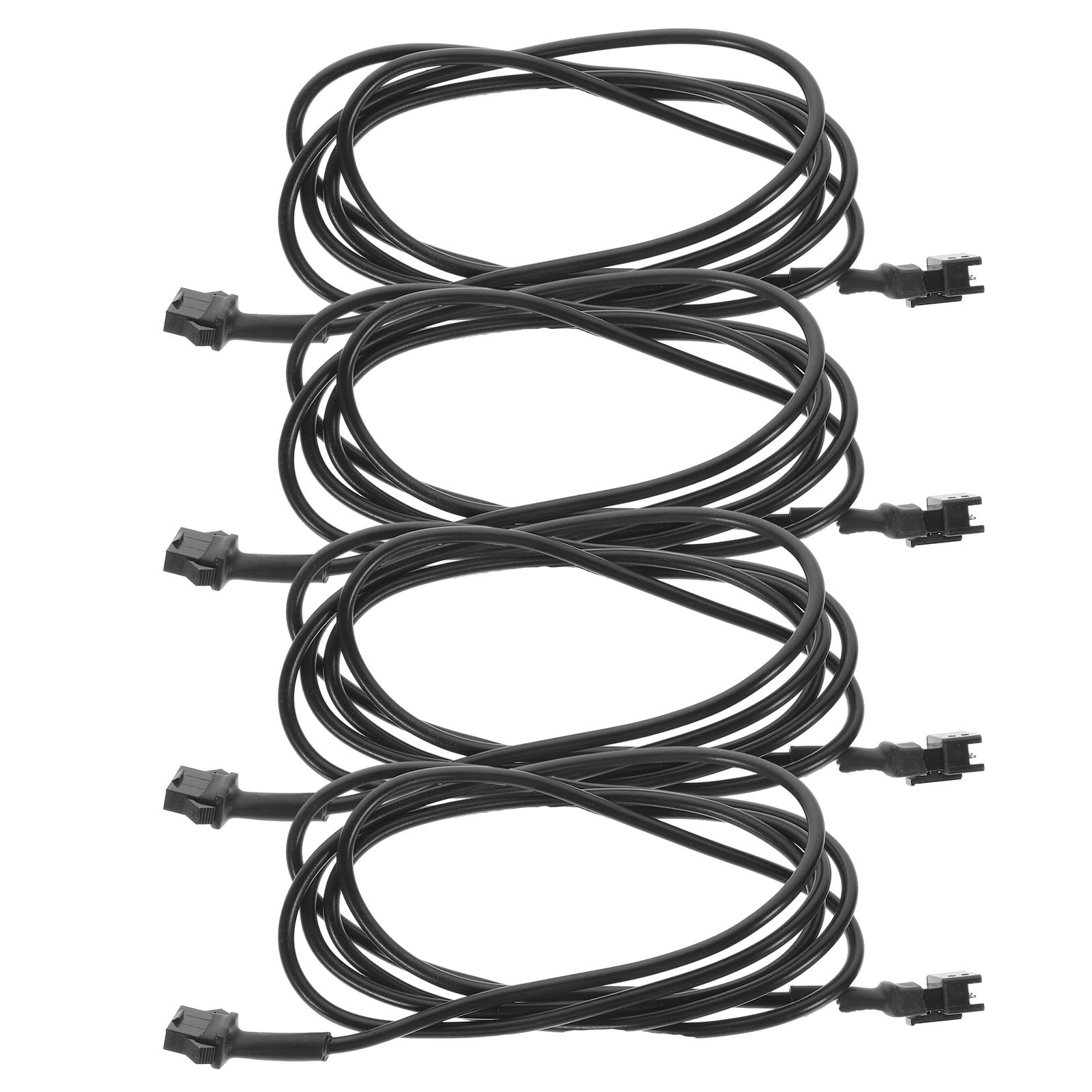 4 Pcs LED Light Strip Extension Cable Wire Cord Indoor Car Lights Black ...