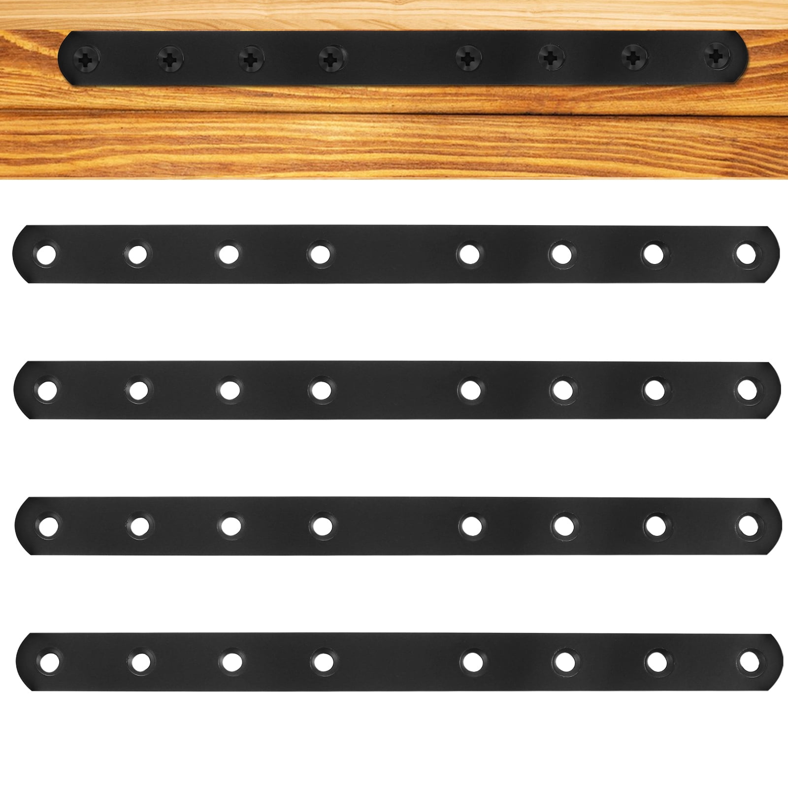 HOMEMAXS 4 Pcs Metal Straight Brace U Bracket Fence Post Brackets Black ...