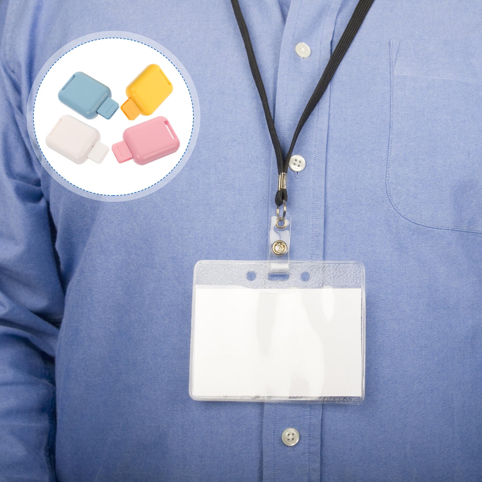 4 Pcs Plastic Name Badge Holders Retractable Card with Work - Walmart.com