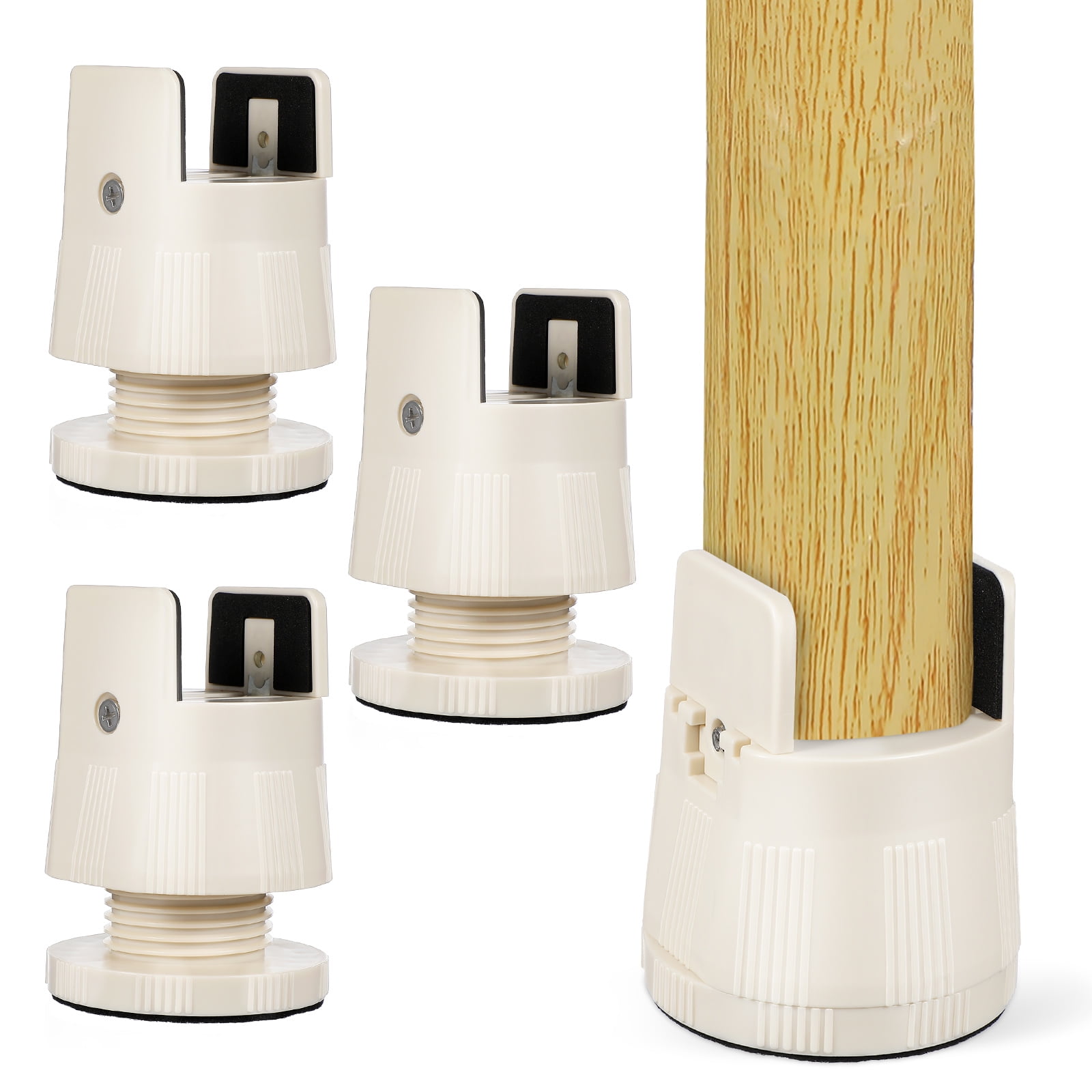 HOMEMAXS White Plastic Bed Risers with Adjustable Height and Width for ...