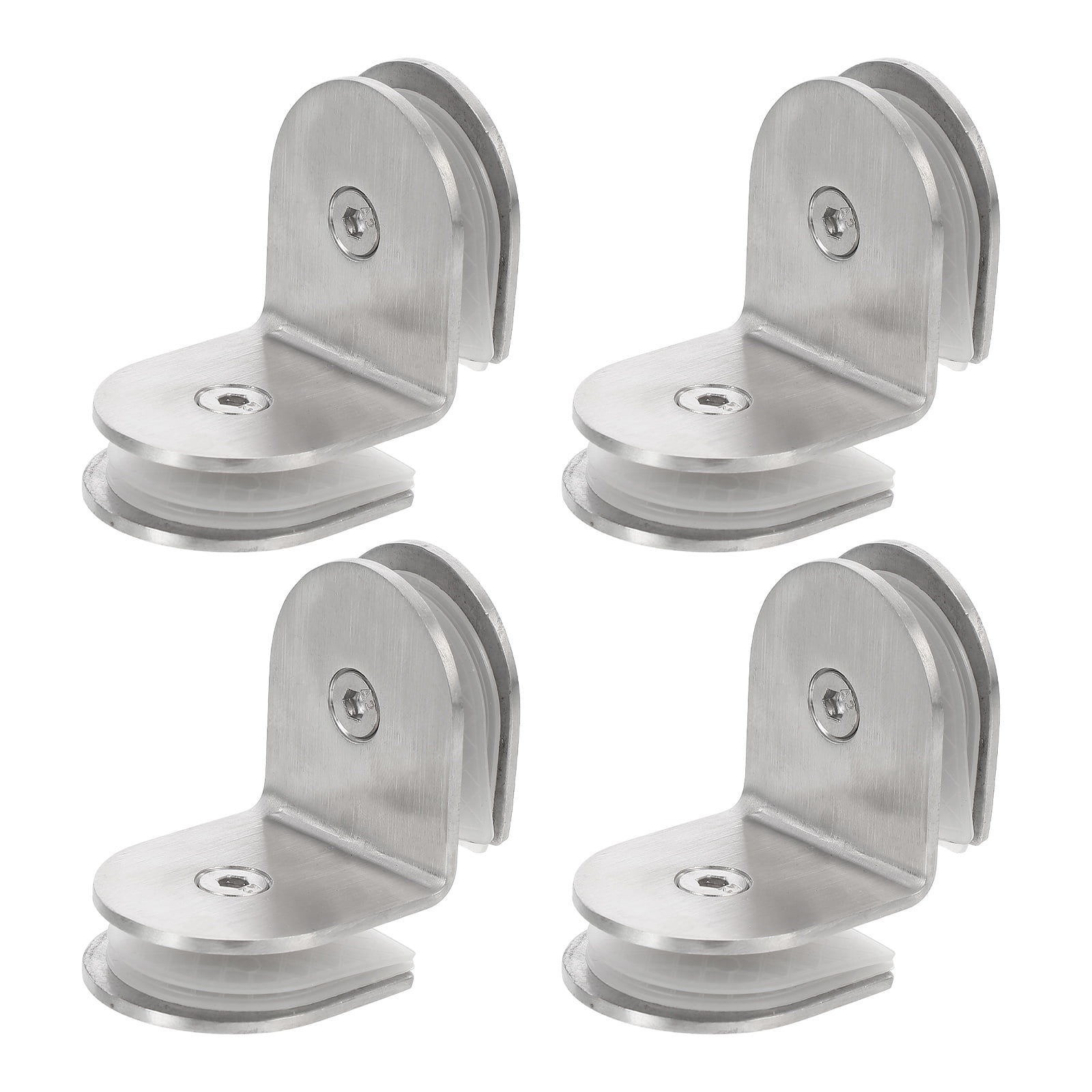 4 Pcs Sturdy Glass Clip Bathroom Clamp Brushed Nickel Shelf Brackets ...
