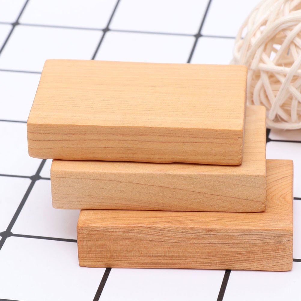 HOMEMAXS 4 Pcs Thicken Wooden Block DIY Craft Cutout Smooth Wood Blocks ...