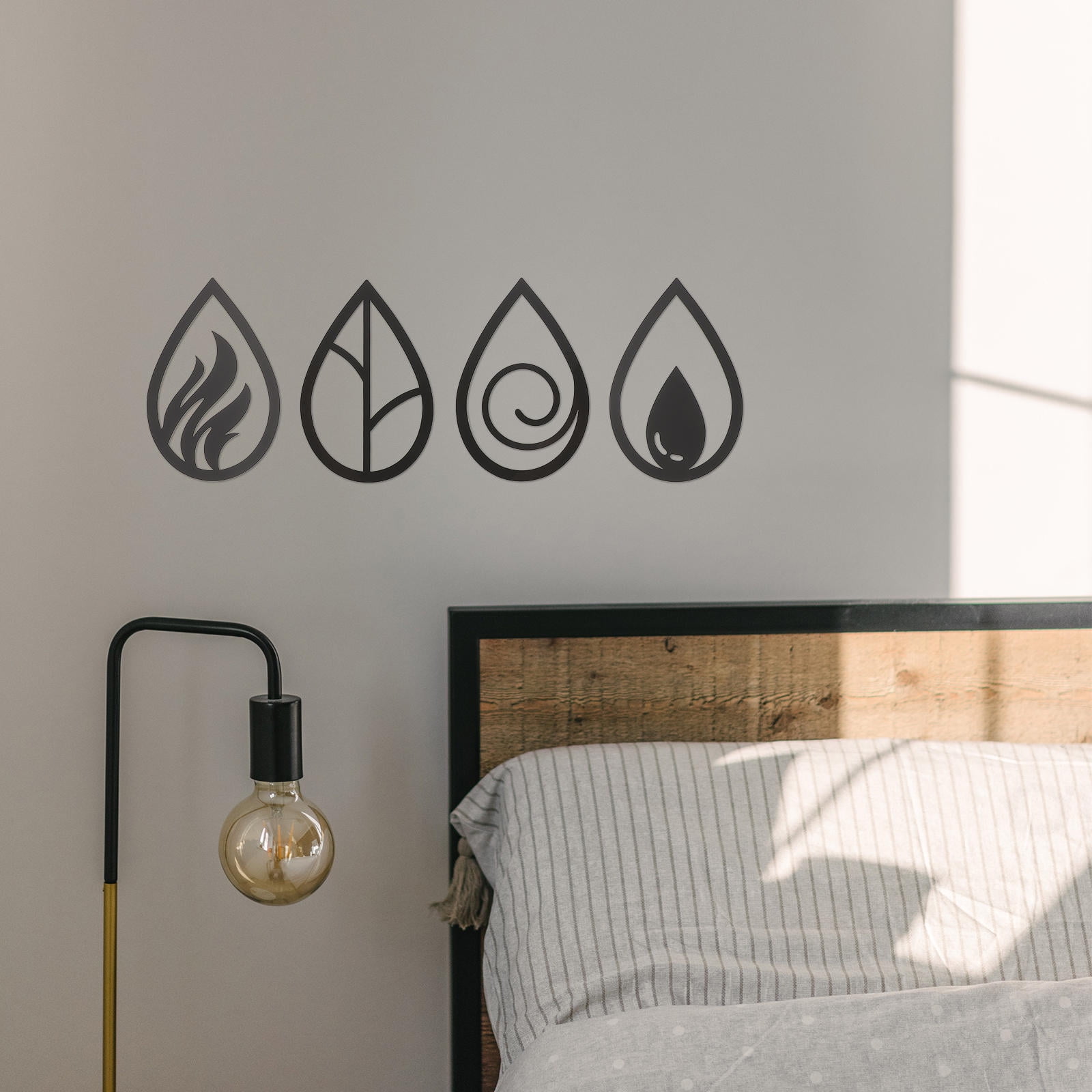 4 Pcs Water Drop Wall Sticker Decal Hanging Decorations Black - Walmart.com