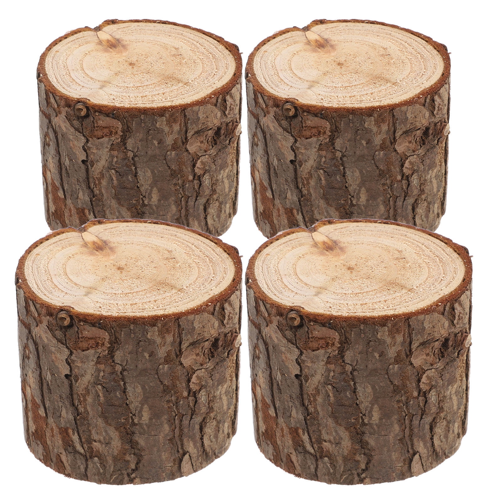 HOMEMAXS 4 Pcs Wood Flower Pots Natural Wood Bark Flower Pot Buckets ...