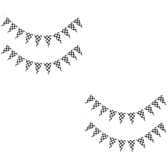 4 Sets White Black Checkered Flag Racing Banners Party Flag Party ...