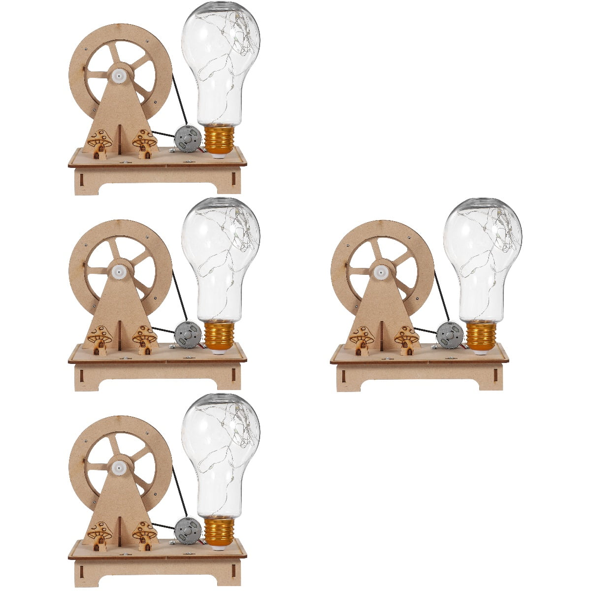 HOMEMAXS 4 Sets Wooden Hand Crank Generator Emergency Power Generator ...