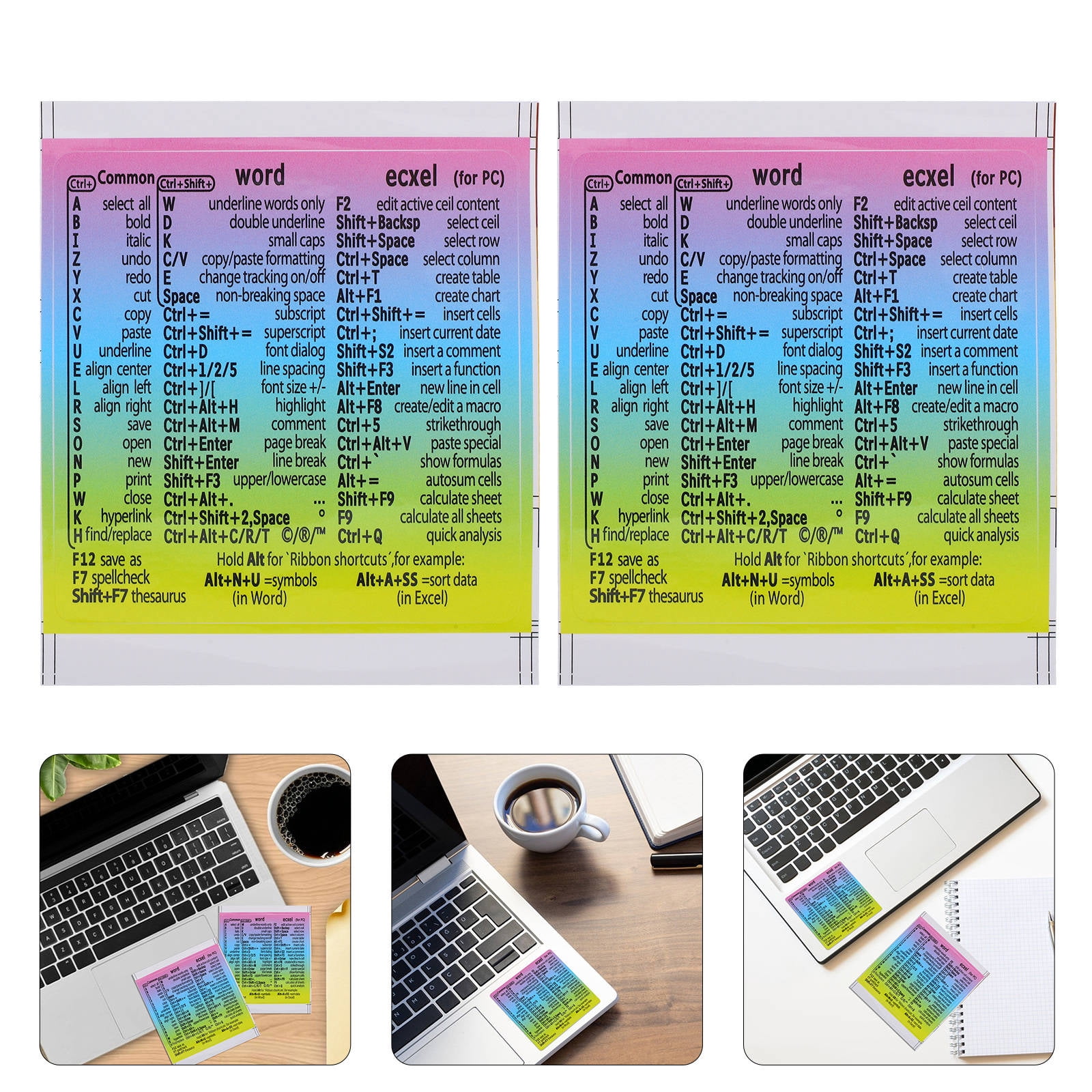 HOMEMAXS 4 Sheets of Laptop Shortcut Decals Shortcut Sticker Sheet ...