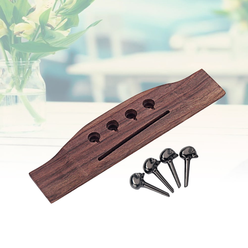HOMEMAXS 4 Strings Redwood Saddle Thru Slotted Guitar Bridge with 4 ...