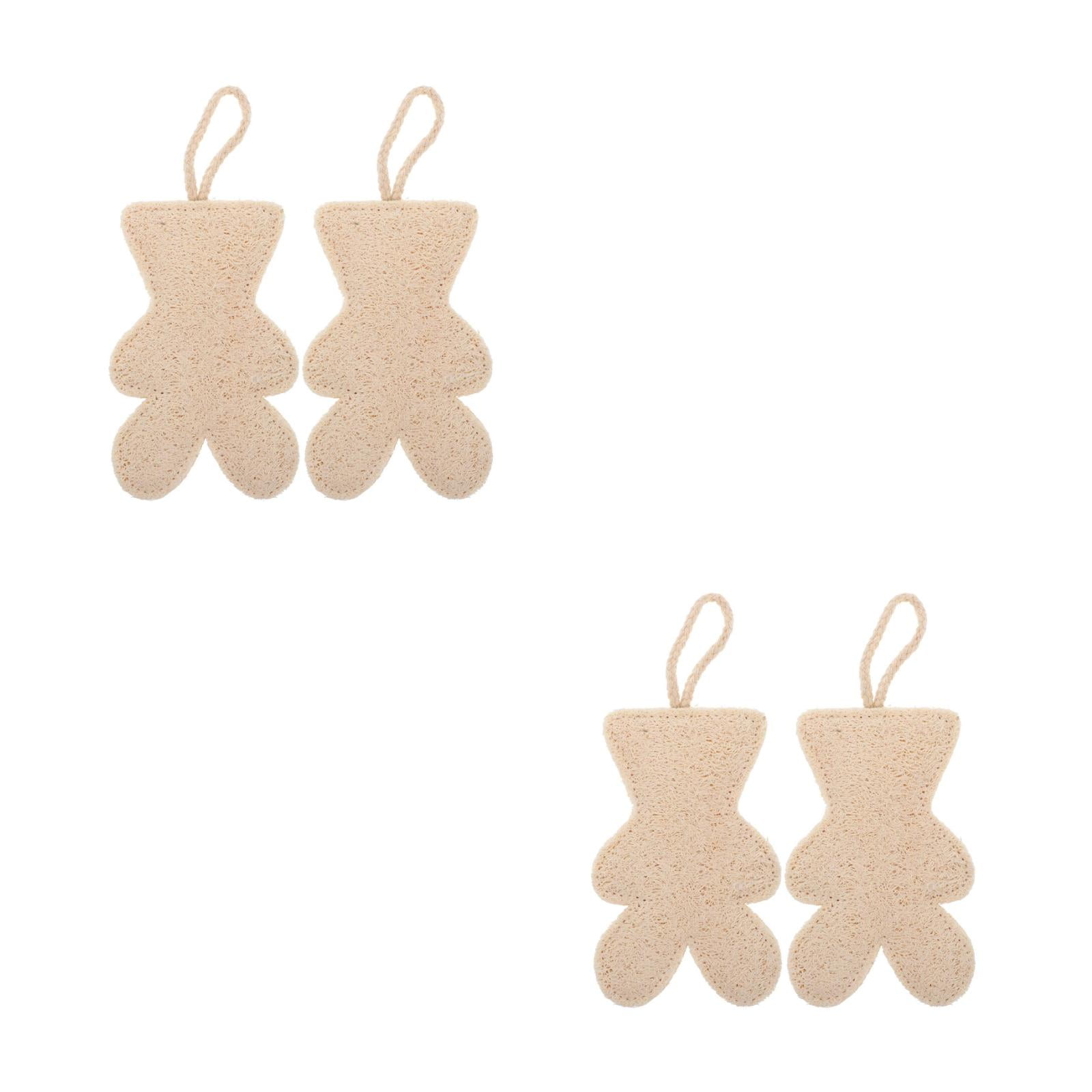 HOMEMAXS 4 pcs Cute Bear Shaped Exfoliating Loofah Sponge Natural Bath ...