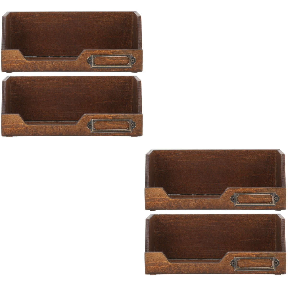 HOMEMAXS 4 pcs Desktop Wooden Boxes Rustic Craft Organizer Retro ...