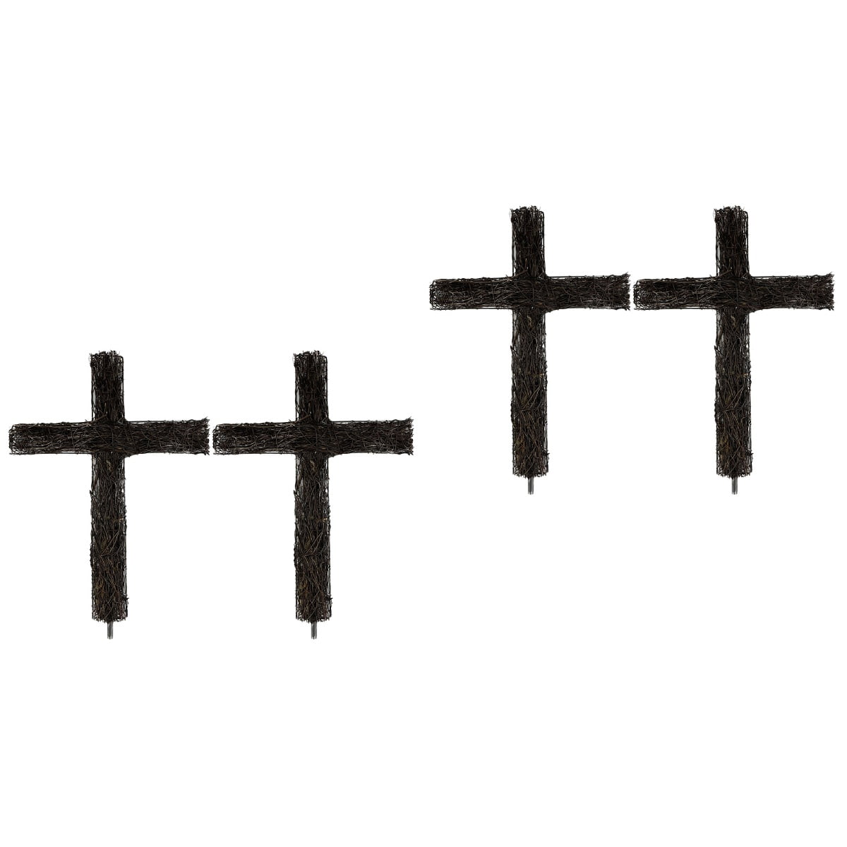 HOMEMAXS 4 pcs Easter Cross Wreath Stake Unfinished Xmas Rattan Woven ...