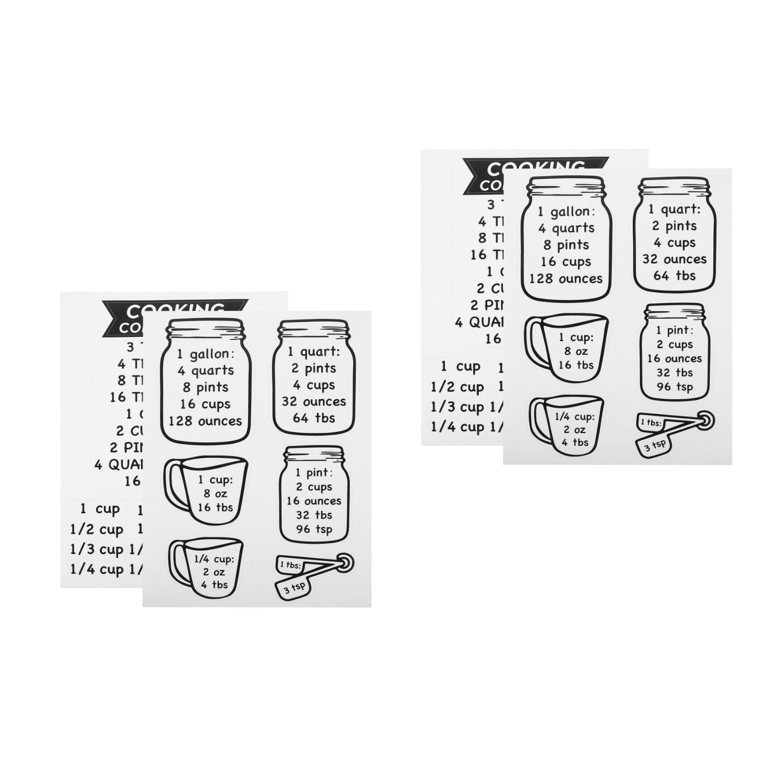 HOMEMAXS 4 pcs Kitchen Conversion Chart Sticker Ounces To Cups ...