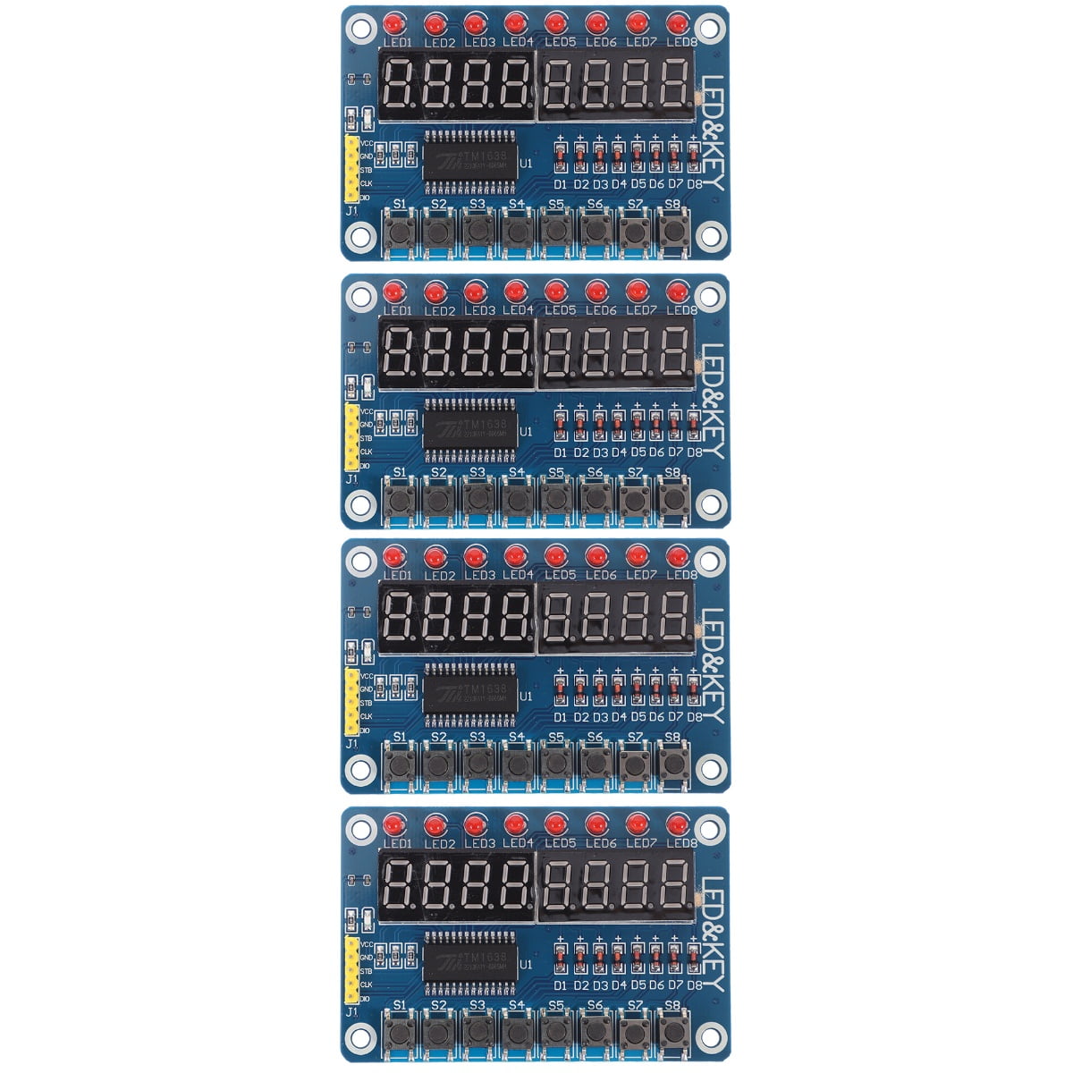 4 pcs LED Digital Tubes 8 Keys Display Module LED Display Module for ...