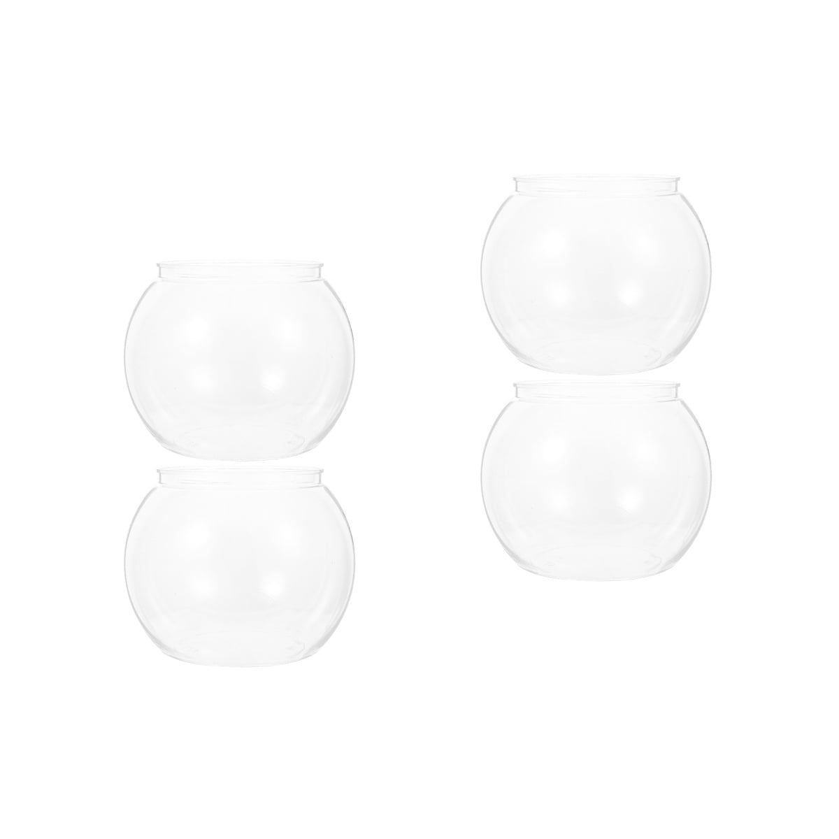 HOMEMAXS 4 pcs Plastic Fish Bowls Round Aquarium Clear Desktop ...