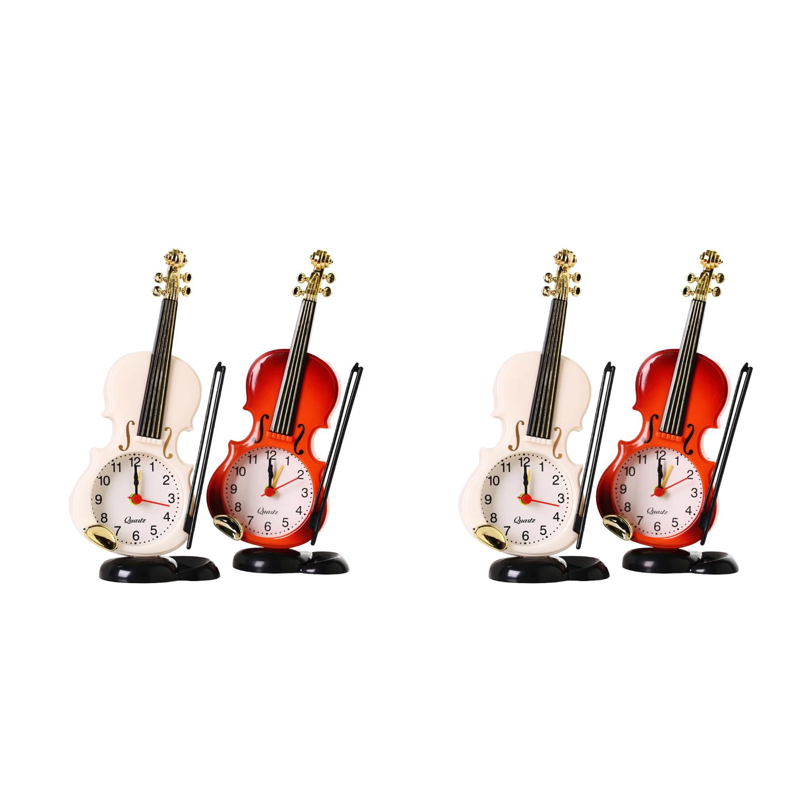 HOMEMAXS 4 pcs Simulation Violin Clocks Desktop Alarm Clocks Bedside ...